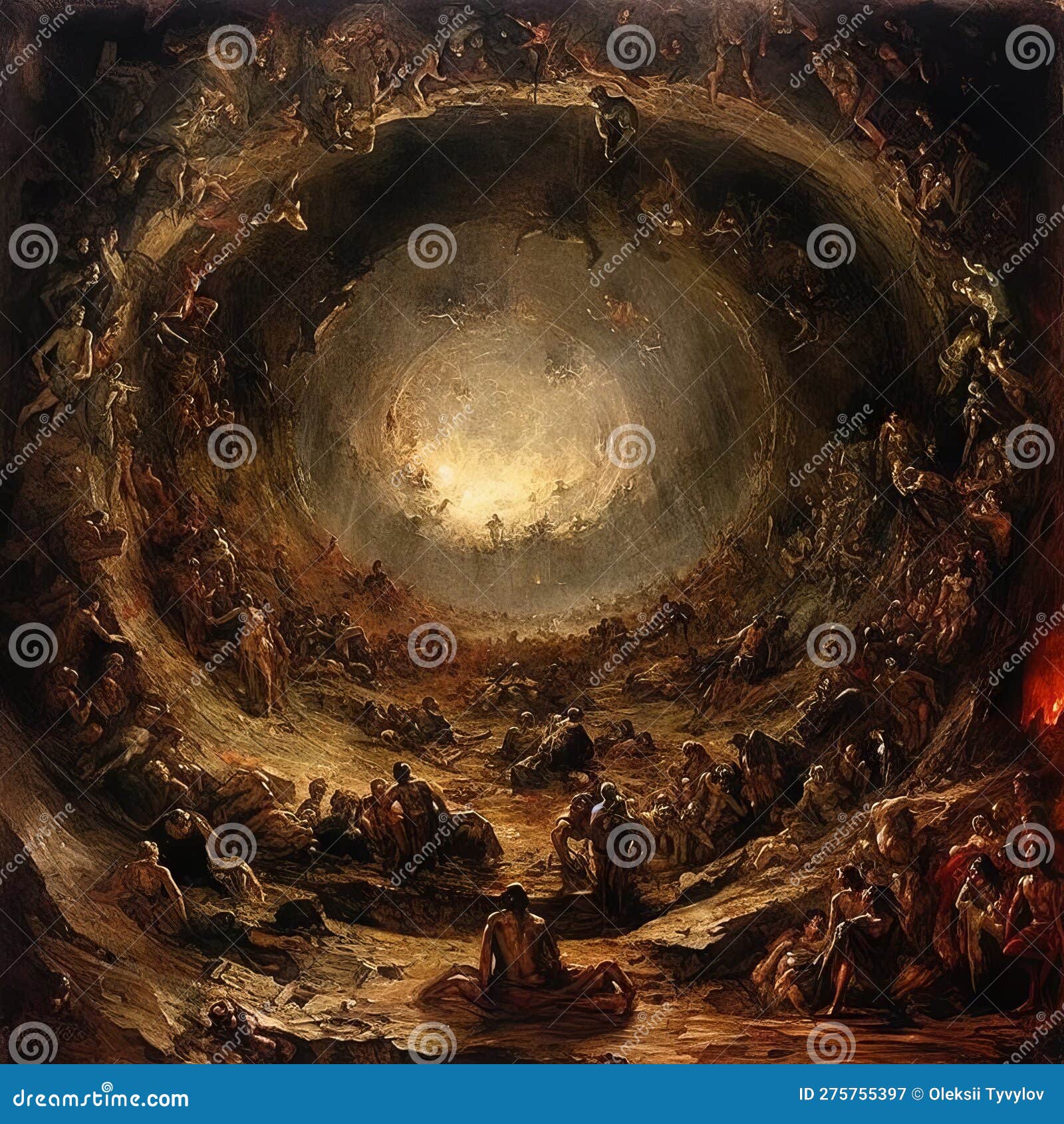 9 Circles of Dante S Hell Painting Stock Illustration - Illustration of ...