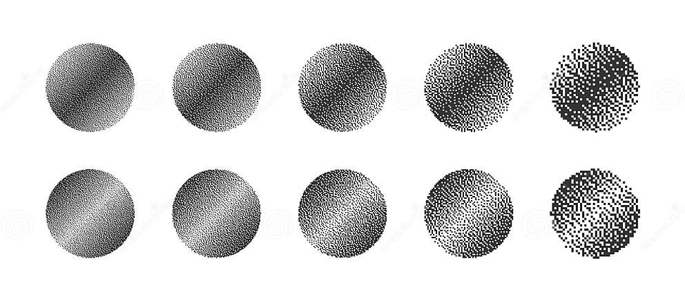 Circles with Different Resolution of Bitmap Dither Gradient Vector Set ...