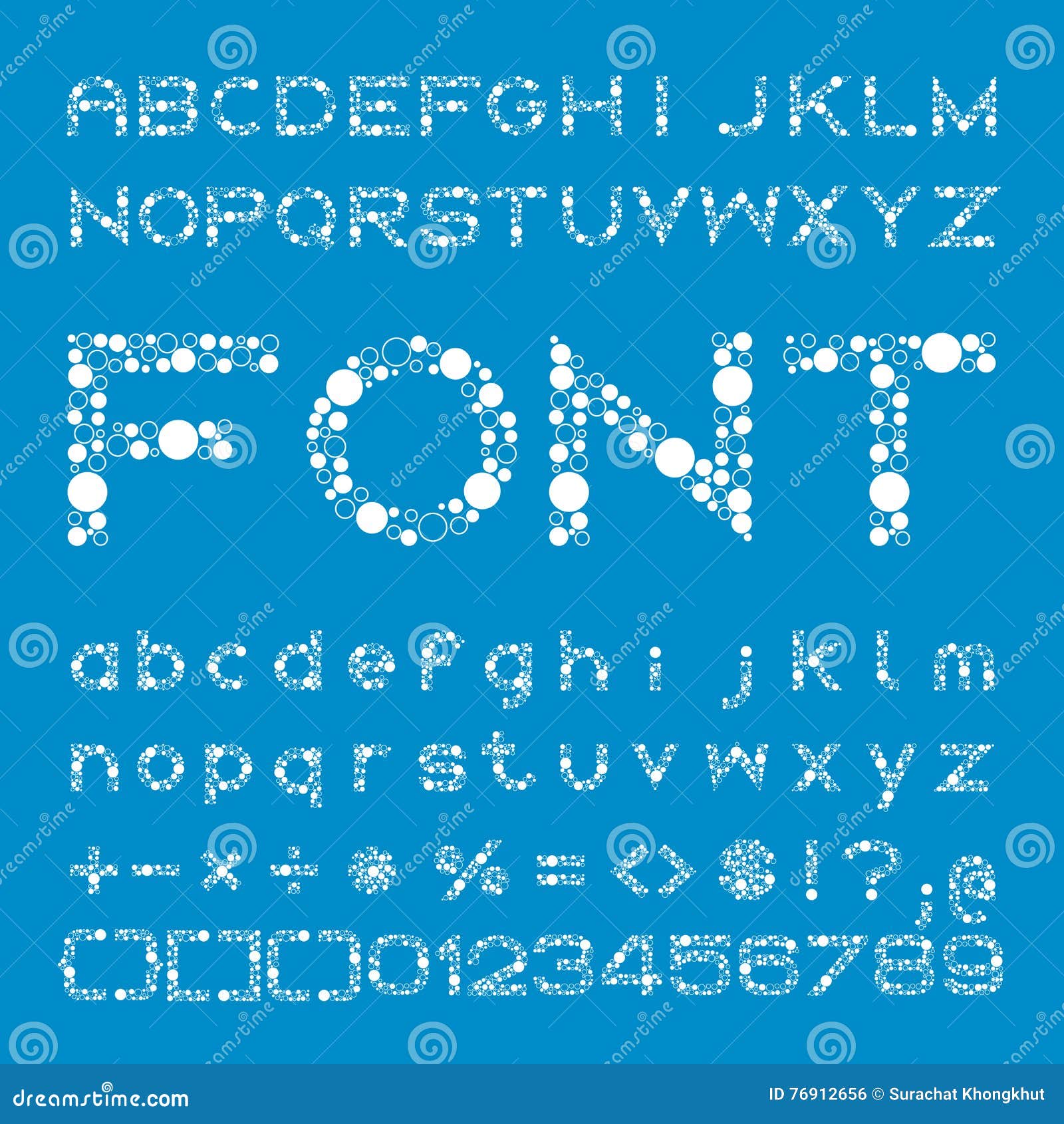 Circles Font of Different Sizes, Alphabet and Number Inside the Texture ...