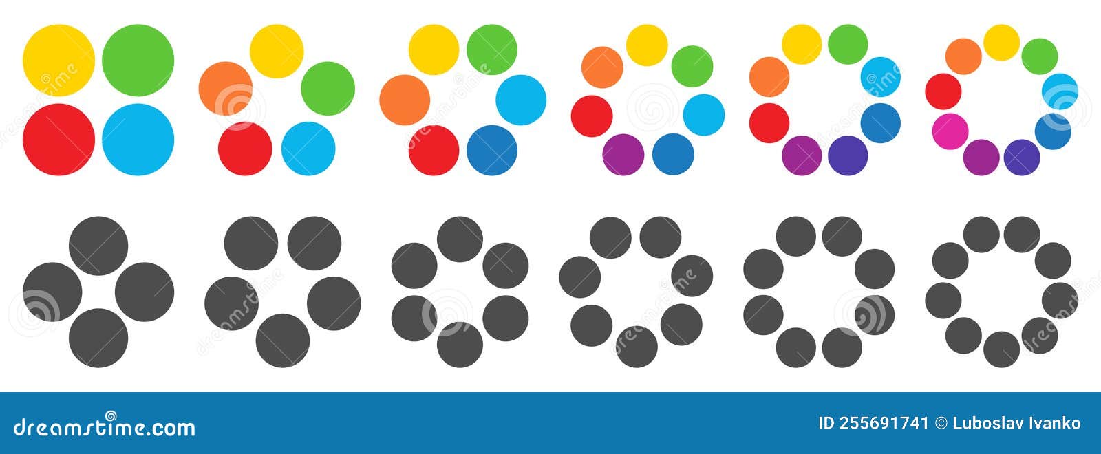 Circles Forming Larger Round Shape, Version with Four To Nine Objects ...