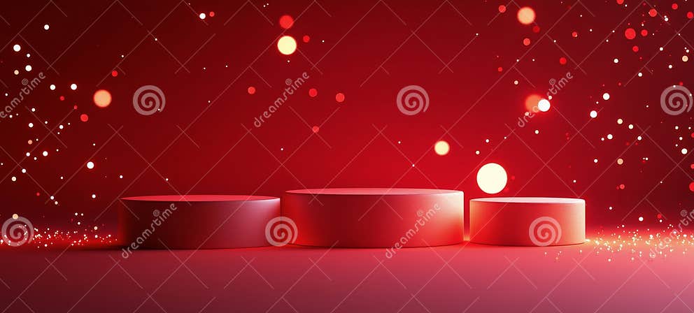 Circles with Glowing Red LED Lights Displayed on a Sleek Surface ...