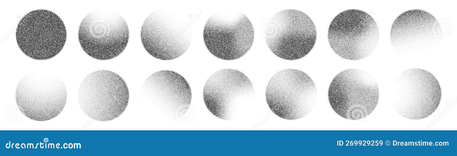 Circles with Grain Dot Gradient Texture, Black Stipple Noise Pattern ...