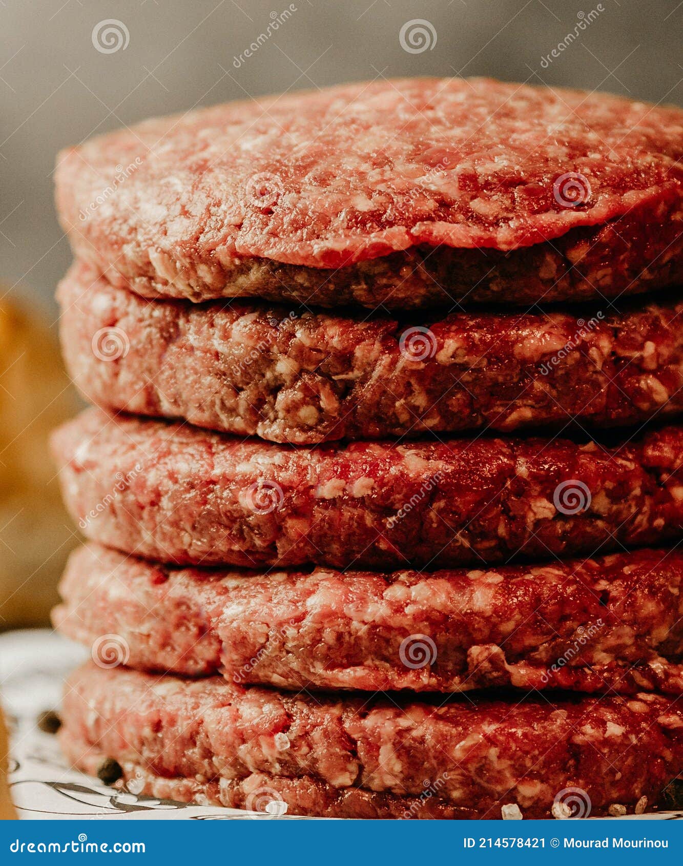 Circles of ground meat. stock image. Image of grill - 214578421