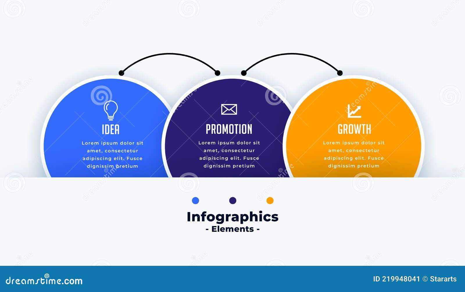 Circles Infographic Template Connecting with Eachother Stock Vector ...
