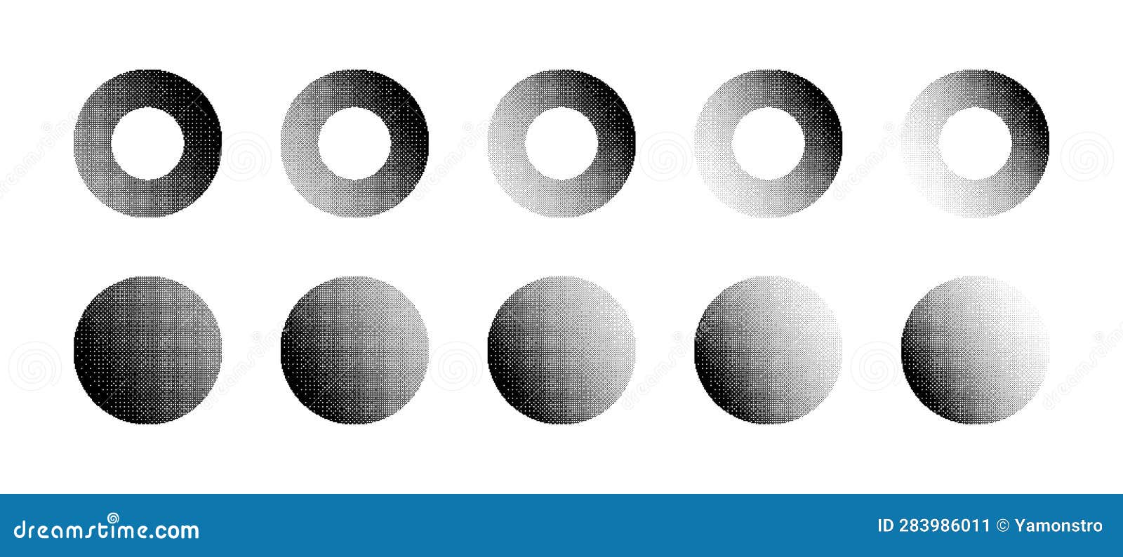 Circles with Miscellaneous Density of Bitmap Dither Gradient Isolate on ...