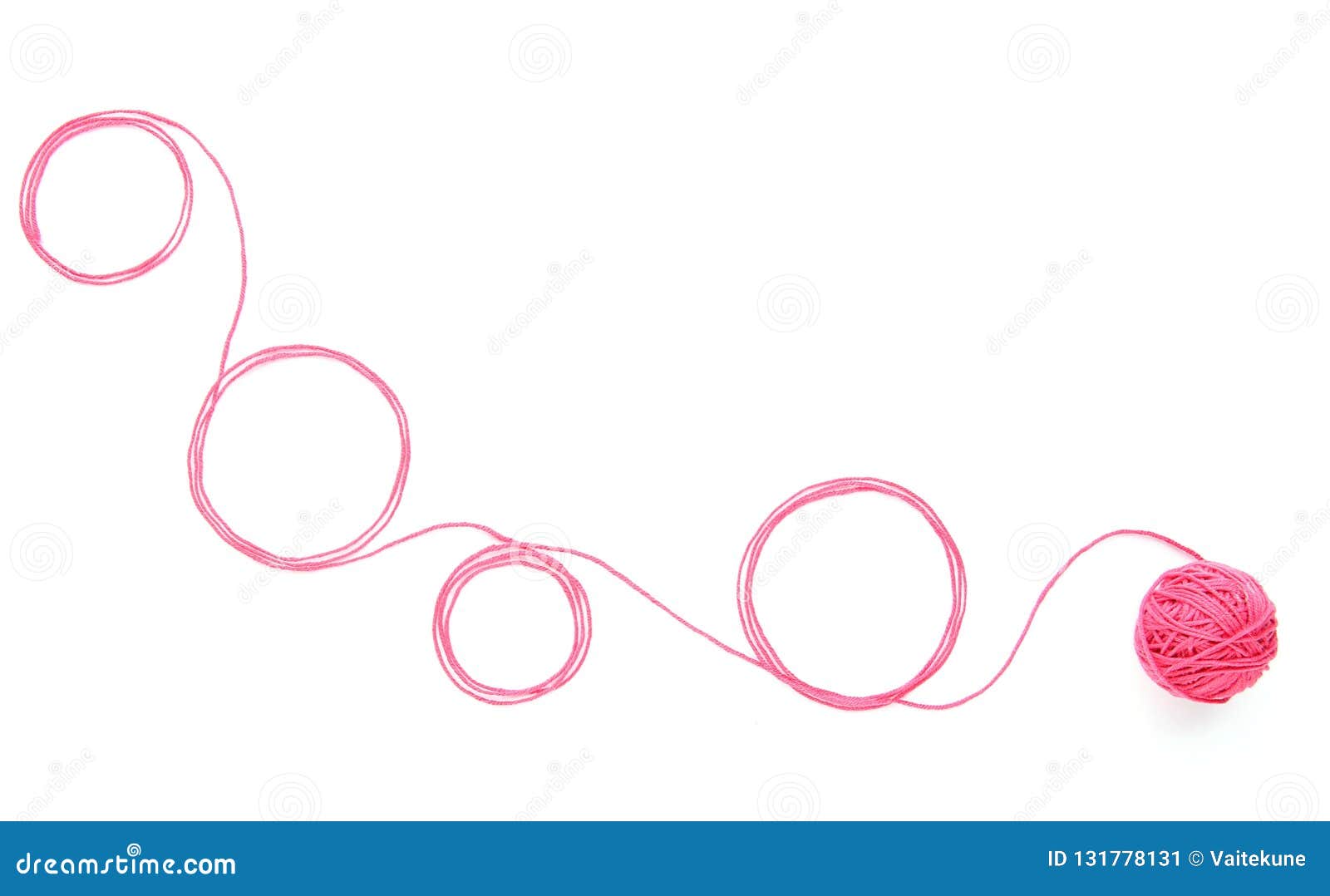 Abstract Background with Pink Cotton Thread Circles and Thread Ball ...