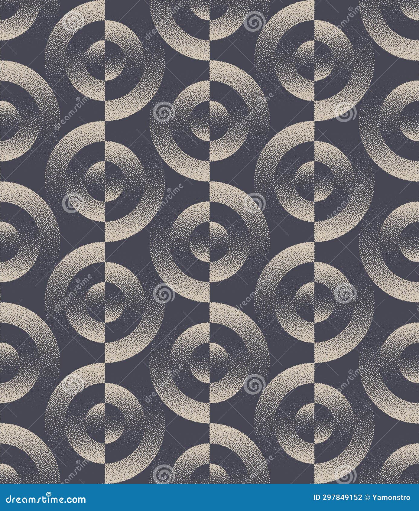 Circles 50s 60s Vogue Seamless Pattern Trend Vector Dot Work Abstract Background Stock Vector ...