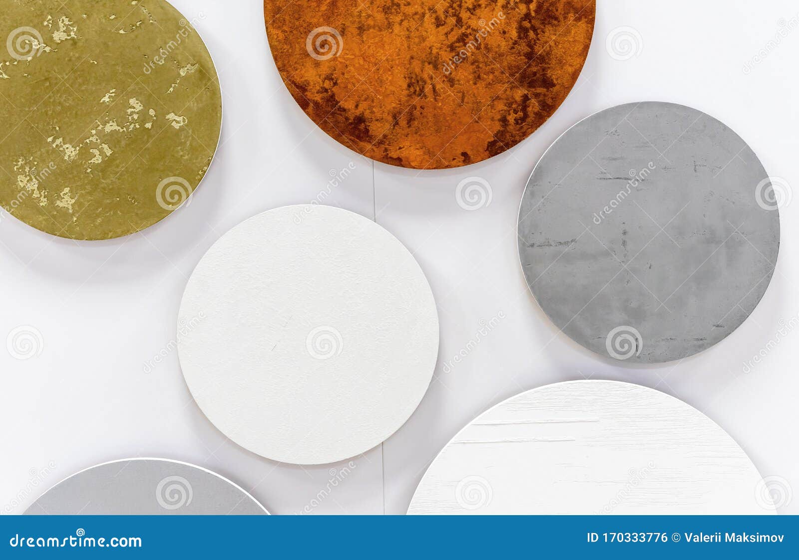 Circles with Samples of Venetian Plaster on a White Background Stock ...