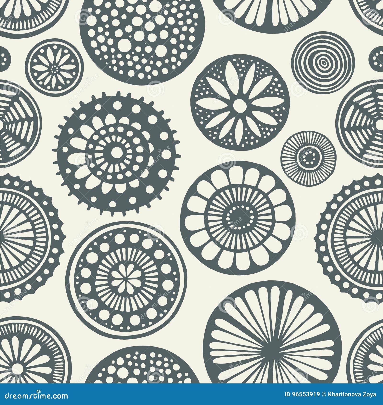 Circles seamless doodle. stock vector. Illustration of element - 96553919