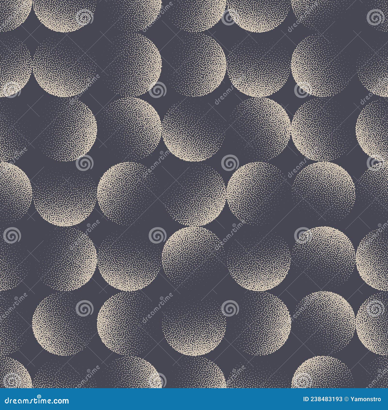 Circles Seamless Pattern Vector Stippled Abstract Background Stock ...