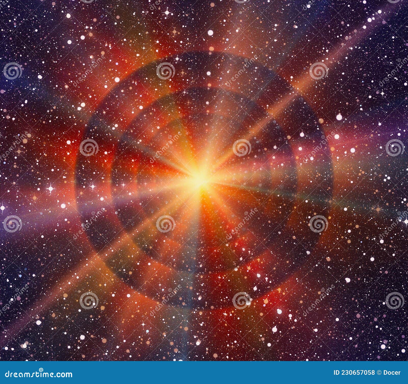 Circles Signal Wave Propagation In Space With Light Rays Stock Photo ...