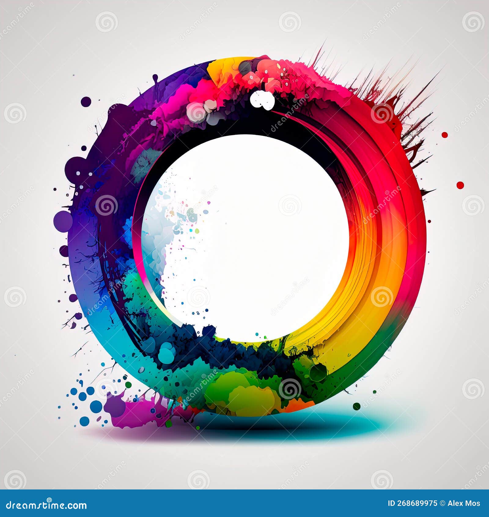 Circles and Splashes of Colored Paint Outward from a Circle. Stock ...