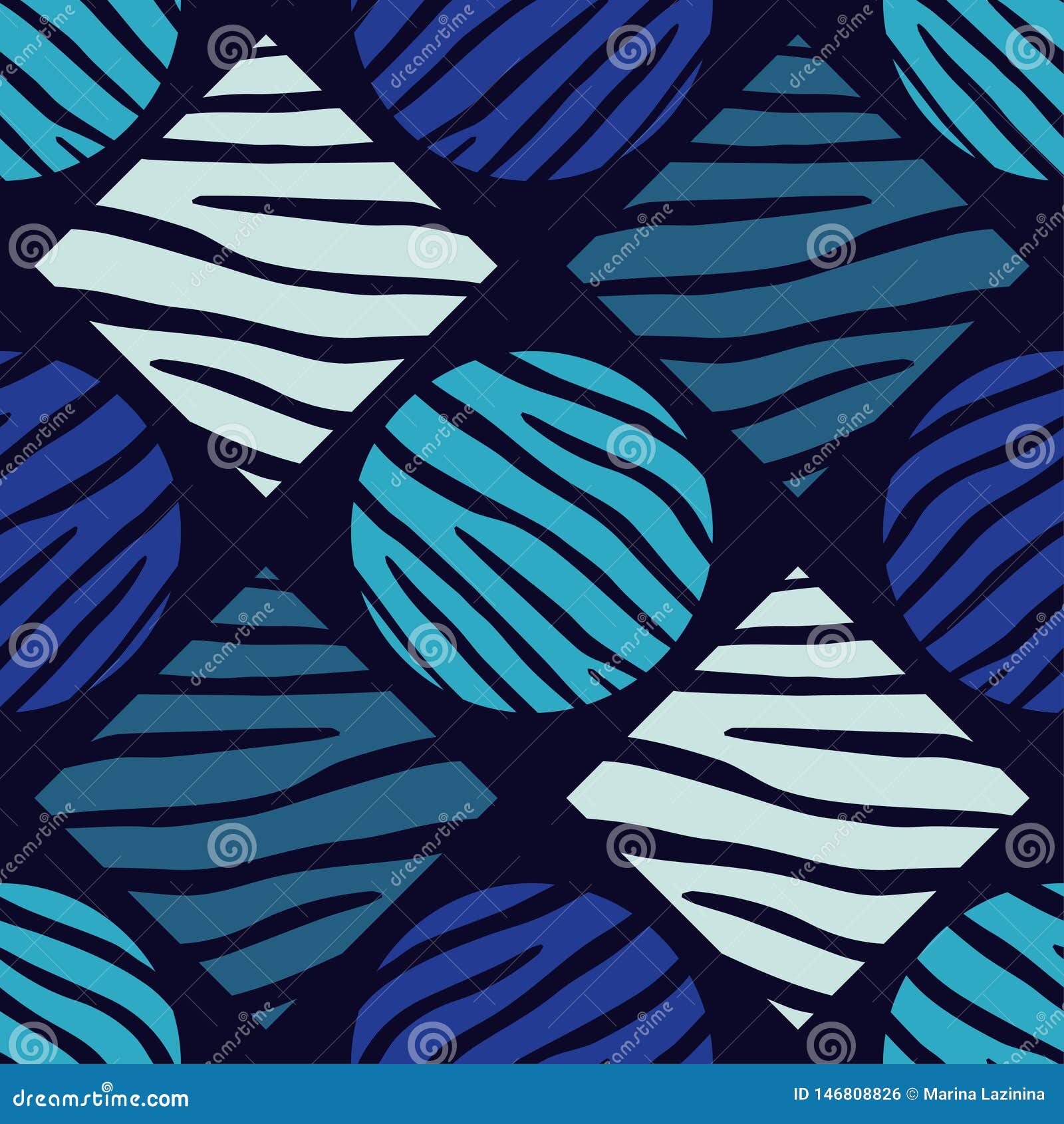 Trendy Seamless Pattern Designs. Circles and Squares with Zebra Stripes ...
