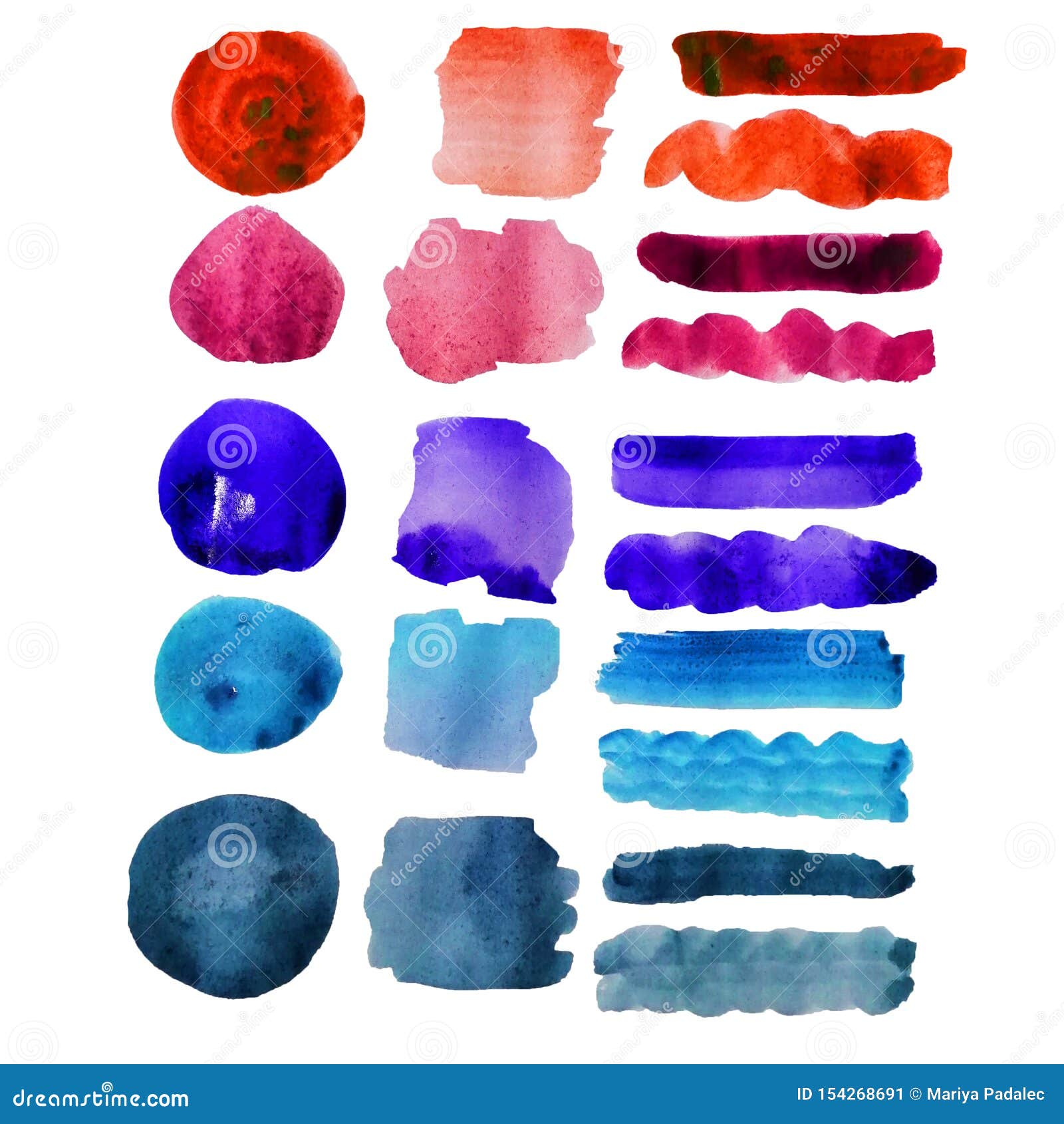 Circles And Stripes Are Drawn With Watercolor By Hand Spot Blots