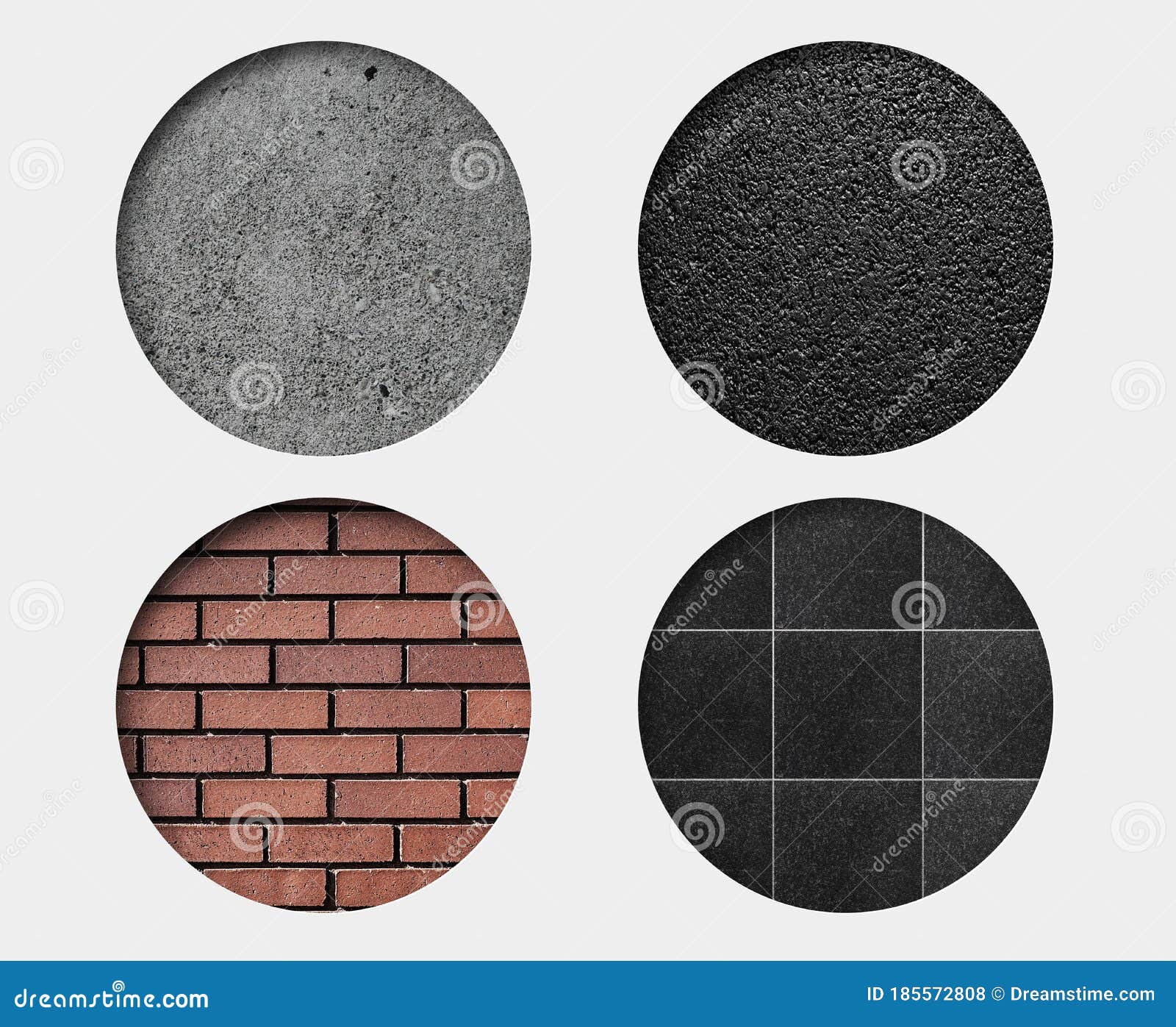 Circles with Textures. Asphalt. Concrete. Tile. Brick Wall Stock Photo ...