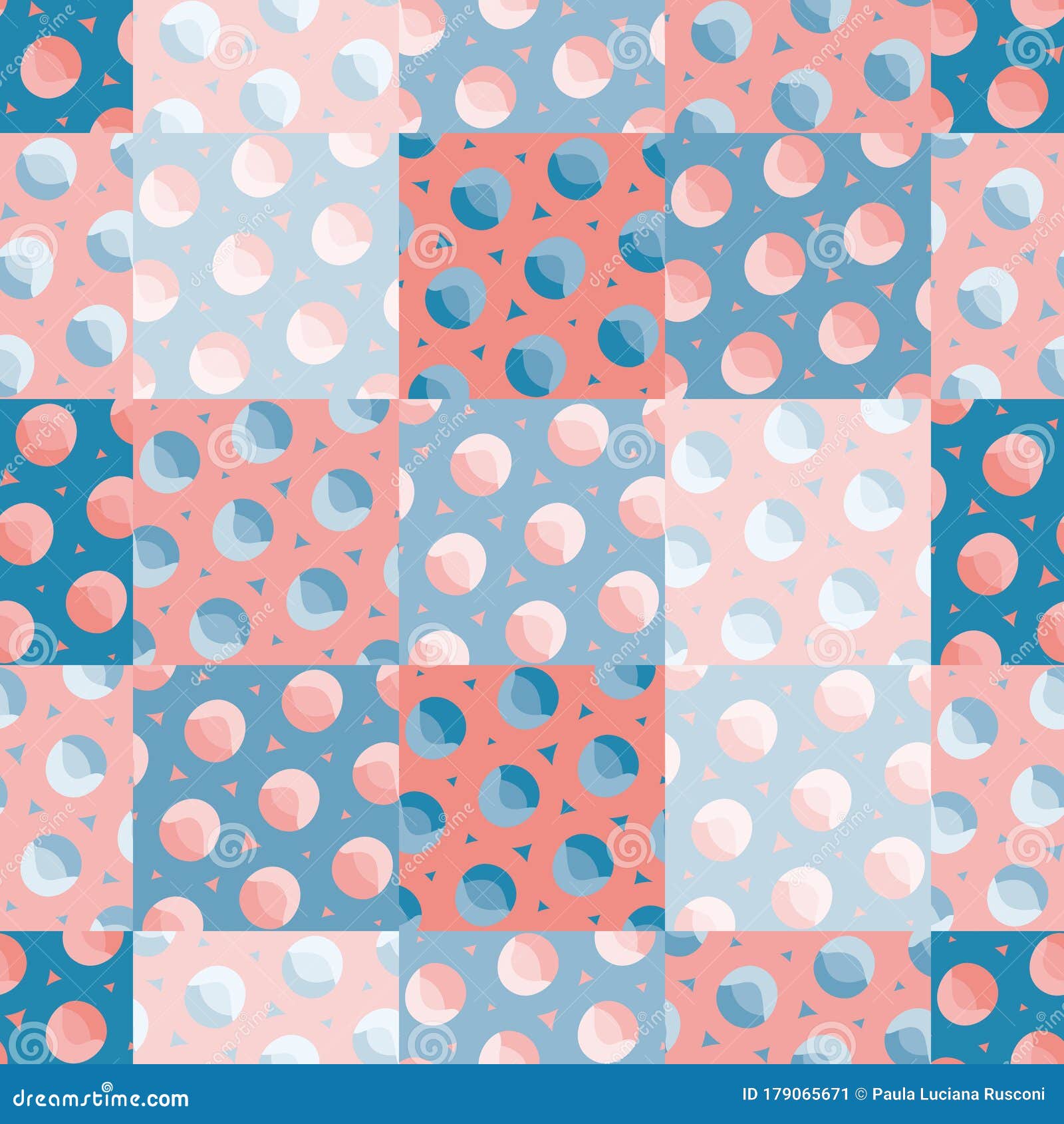 Circles and Triangles Grid Seamless Vector Pattern Stock Vector ...