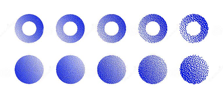 Circles with Various Resolution of Bitmap Dither Gradient Vector Set on ...
