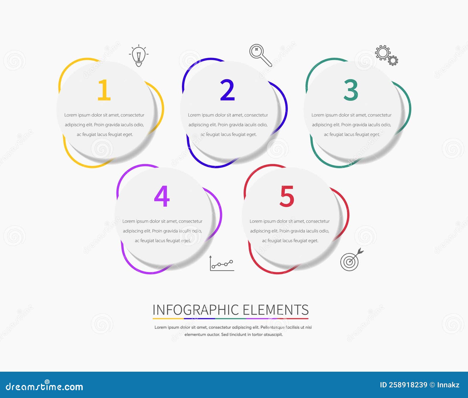 5 Circles Vector Infographic. Flat Infographics Template. Creative ...