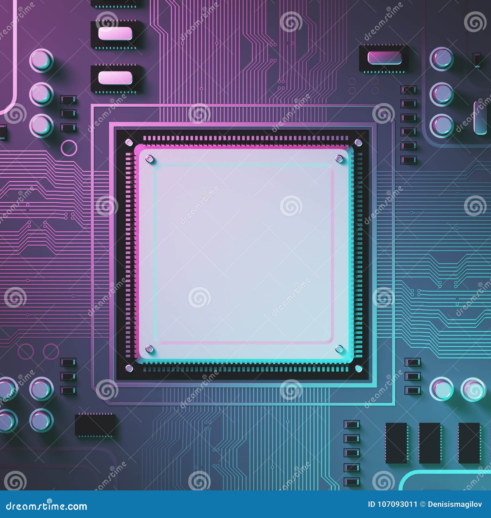 Circuit Background with a Processor Stock Illustration - Illustration ...