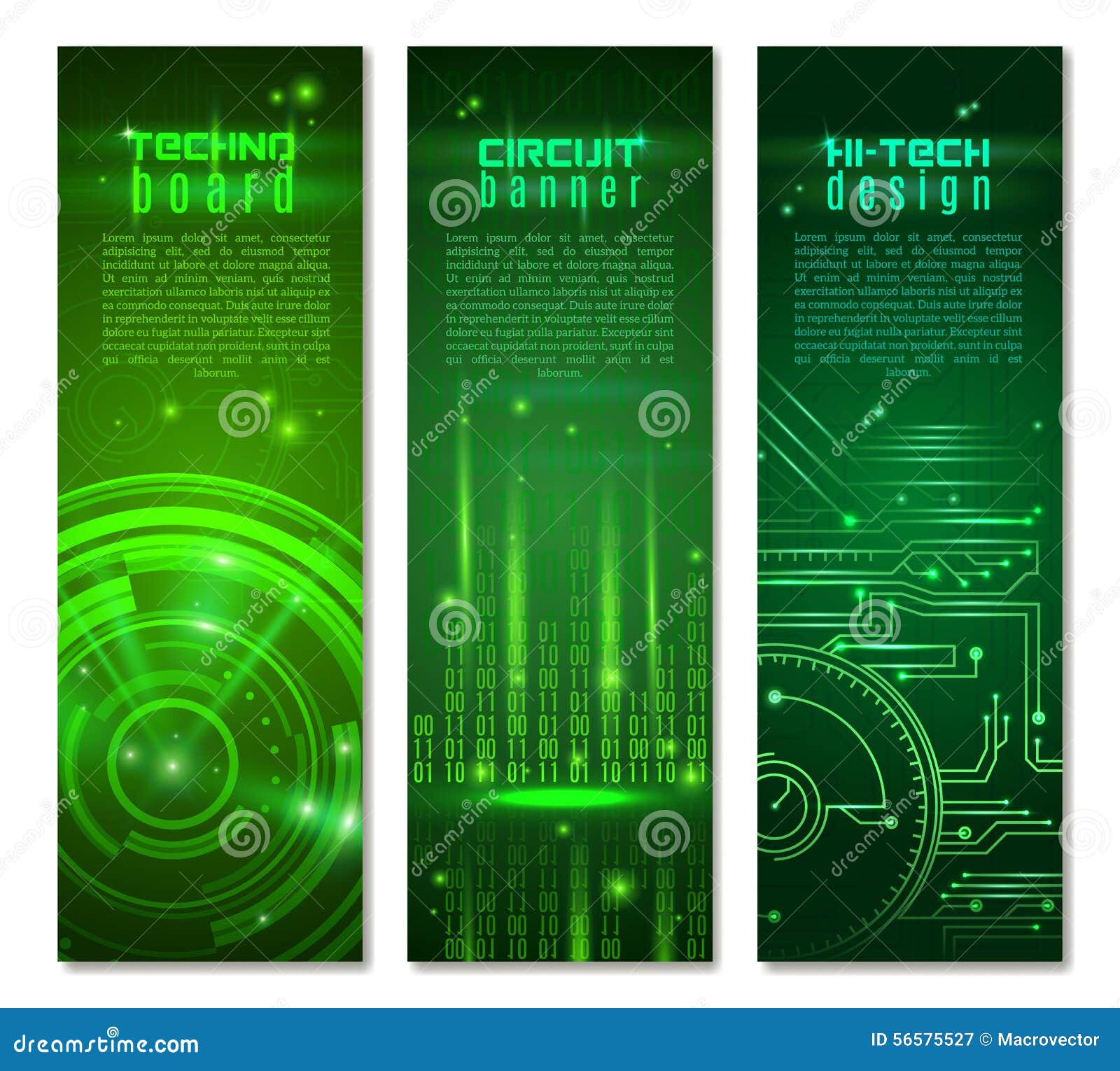 Circuit Banner Set stock vector. Illustration of chip - 56575527