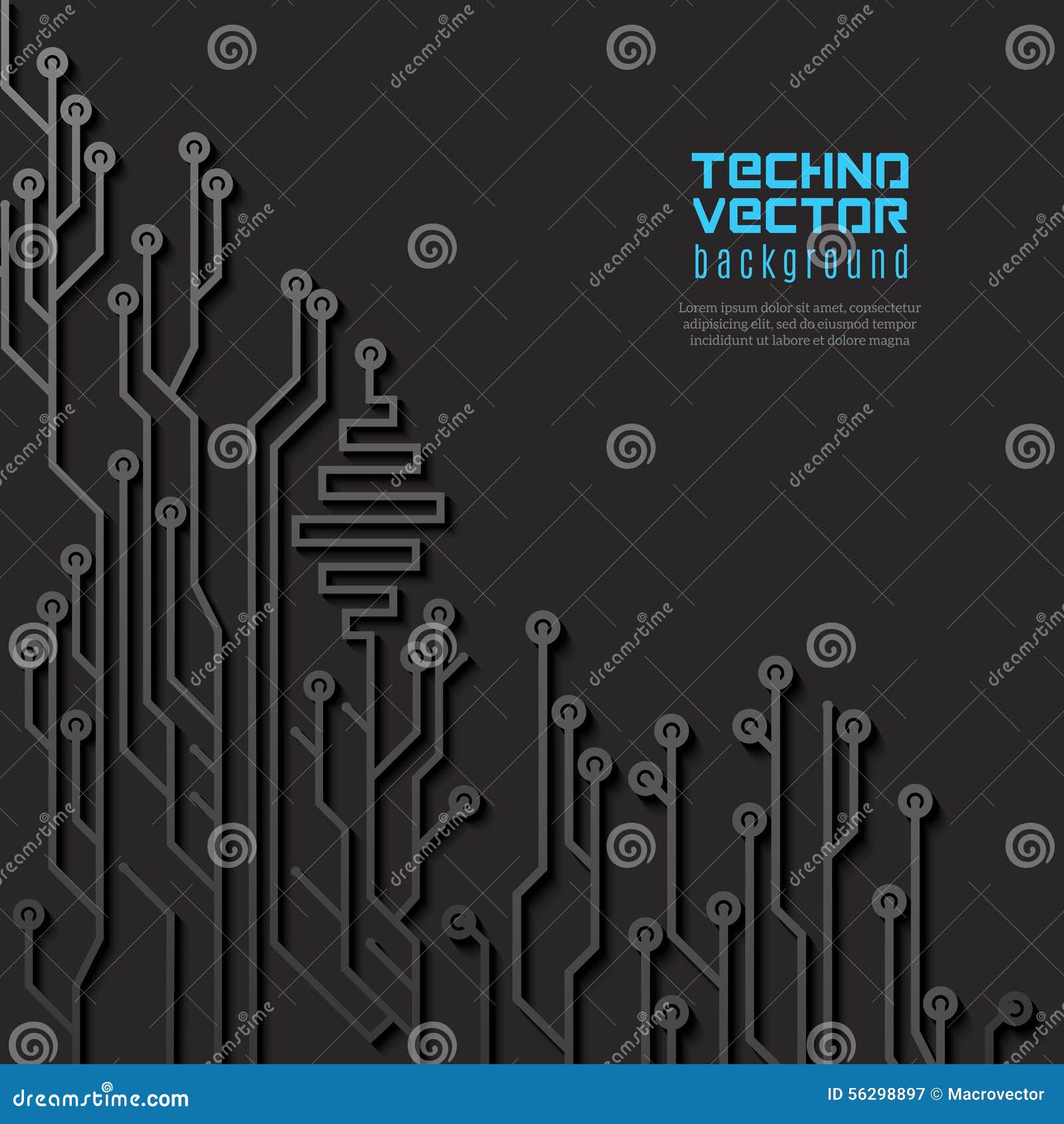 Circuit Black Background stock vector. Illustration of digital - 56298897