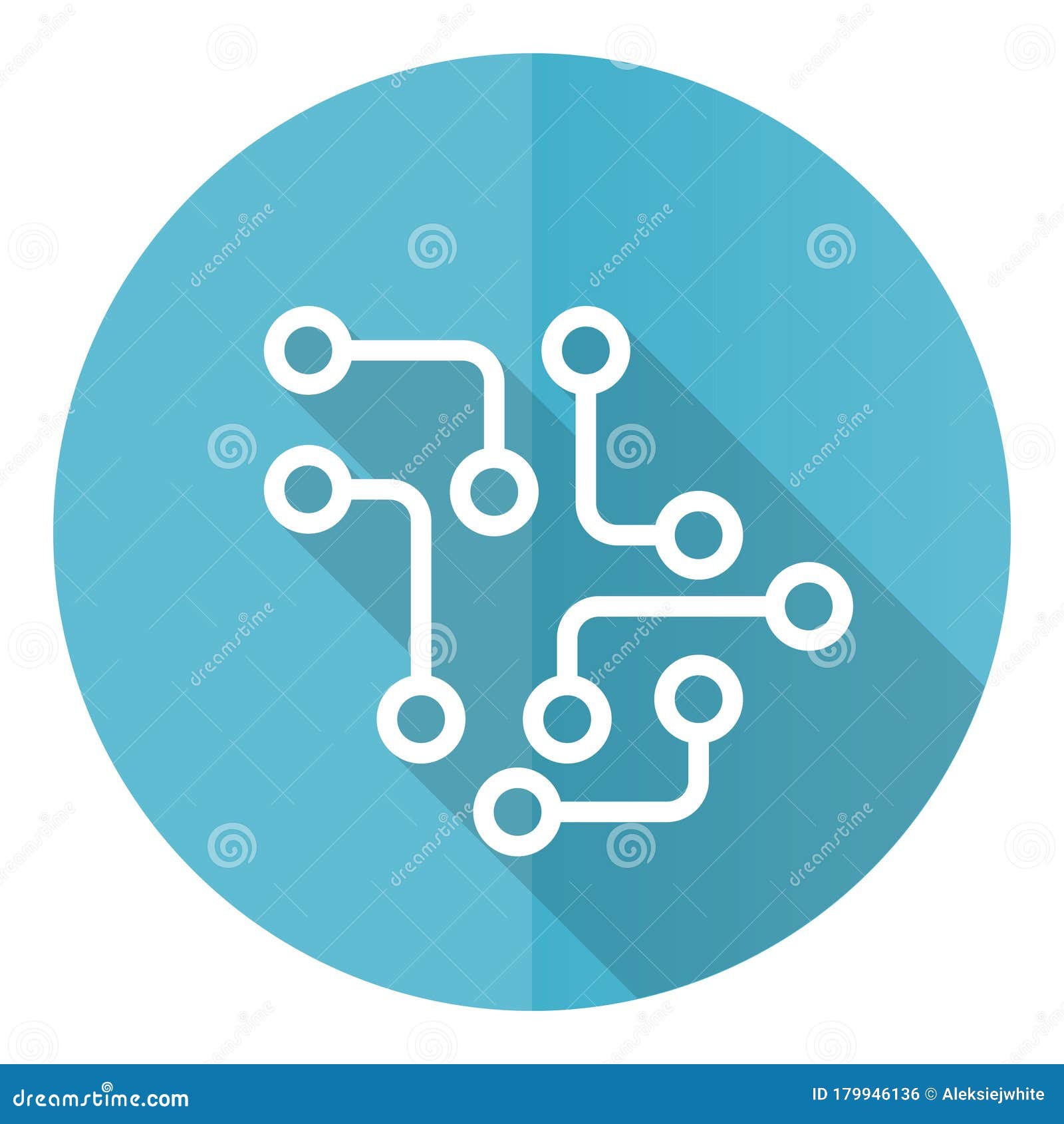Circuit Blue Round Flat Design Vector Icon Isolated on White Background ...