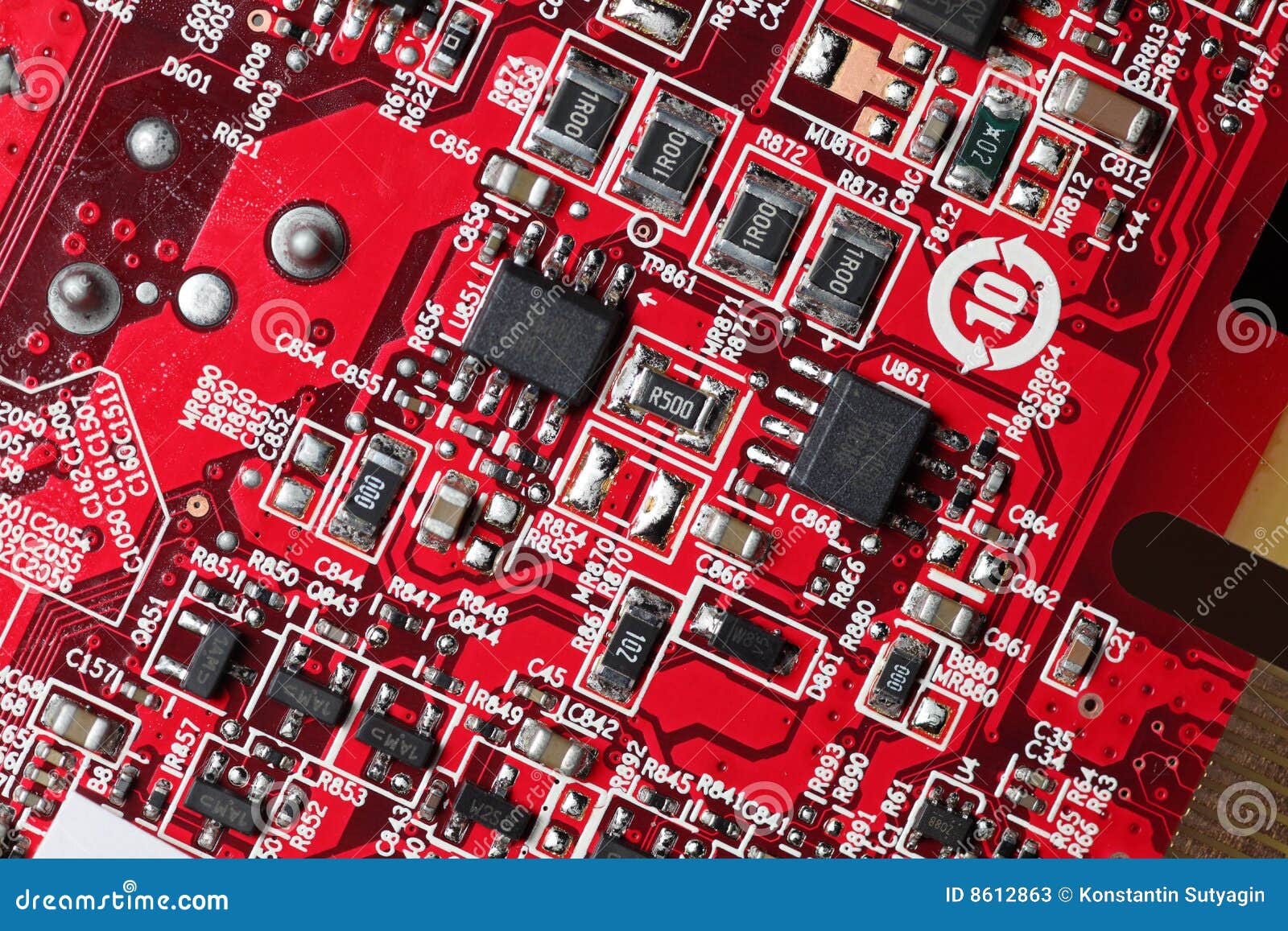 Complex Circuit Board With Glowing Semiconductor And Soldered ...