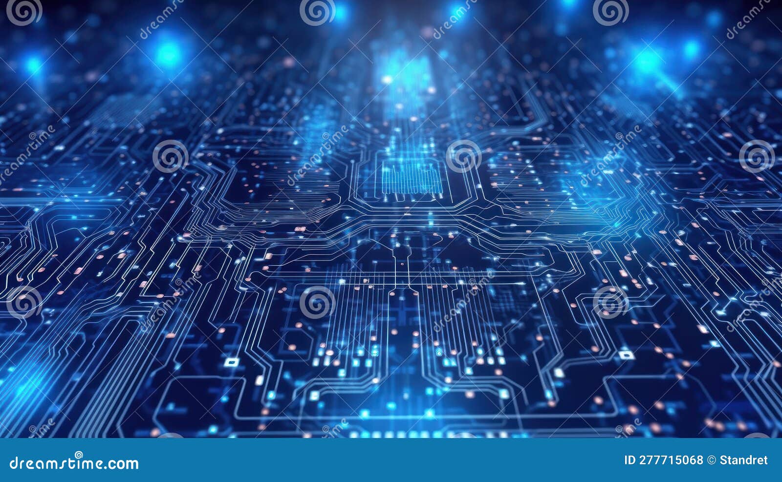 Circuit Board Background, Blue Light. Beautiful Illustration Picture ...
