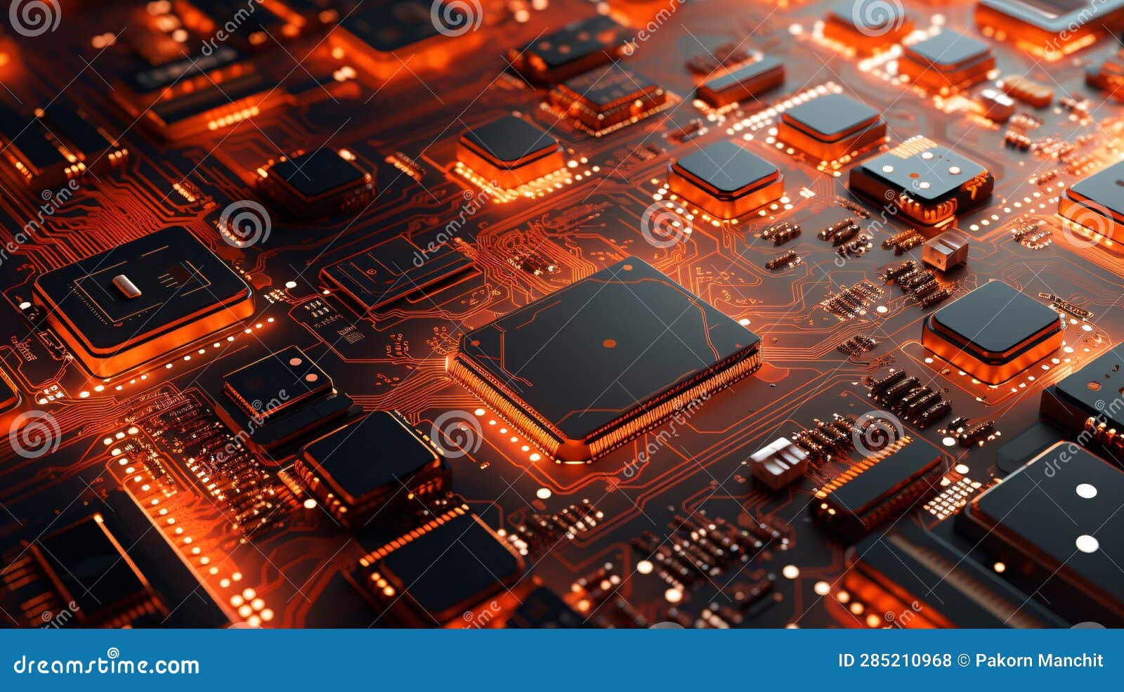 Circuit Board Background Image, in the Style of Light Orange and ...