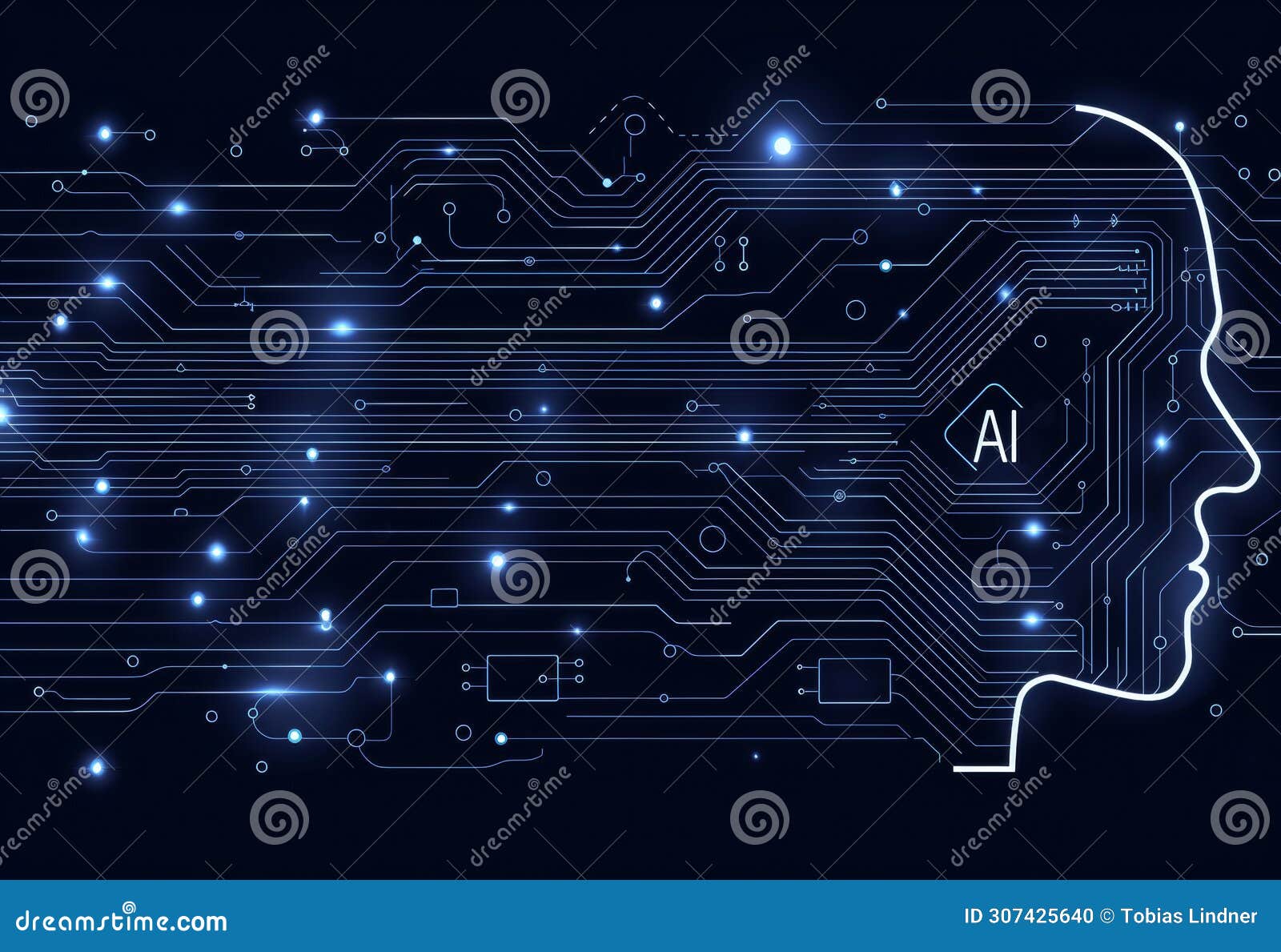Conductor Tracks Background with the Silhouette of a Face and the ...