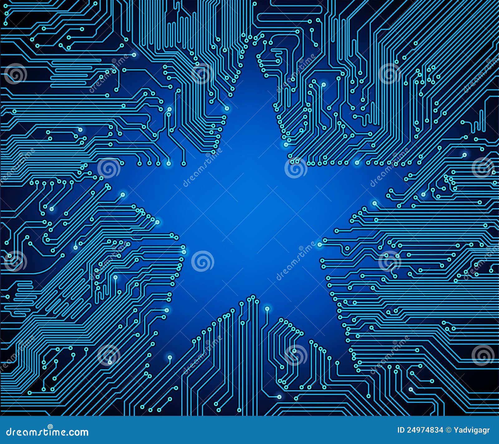 Circuit Board Background with Star Stock Vector - Illustration of tech ...