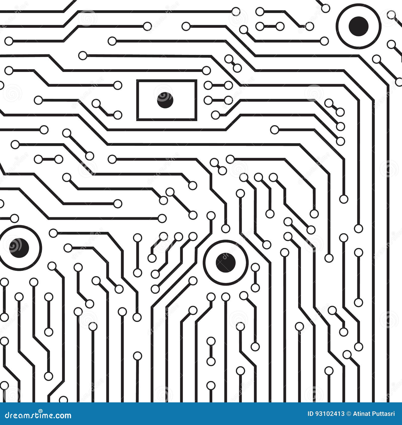 Circuit Board Black and White Stock Vector - Illustration of seamless ...