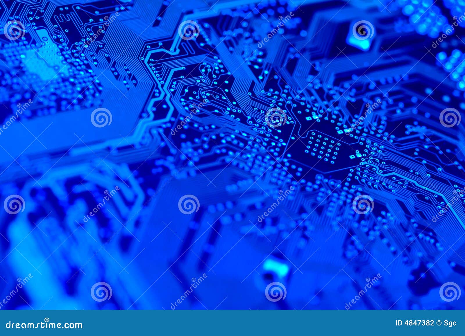 Circuit board in blue stock photo. Image of pathway, labyrinth - 4847382
