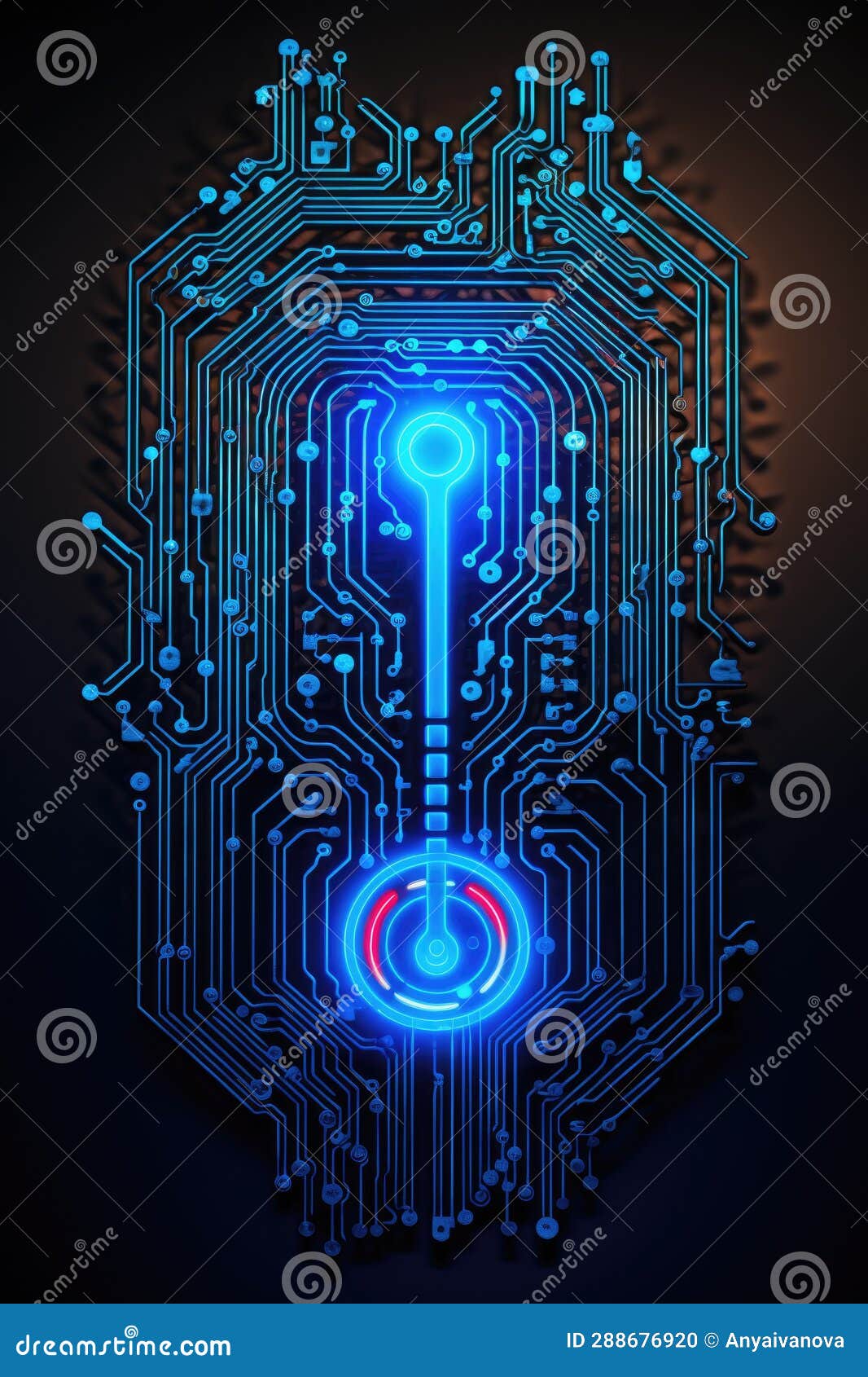 A Circuit Board with a Blue Light Coming Out of it. Cyber Security ...
