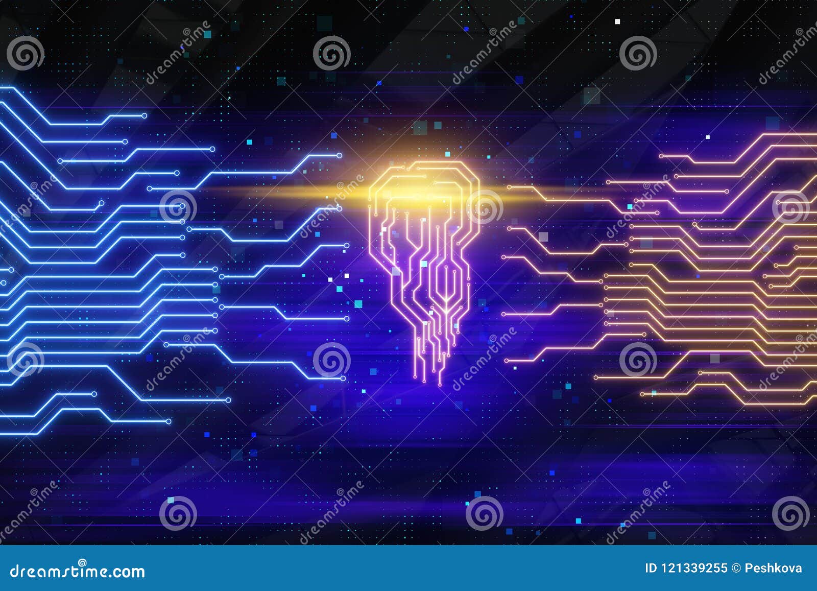 Circuit board brain shape stock illustration. Illustration of brain ...