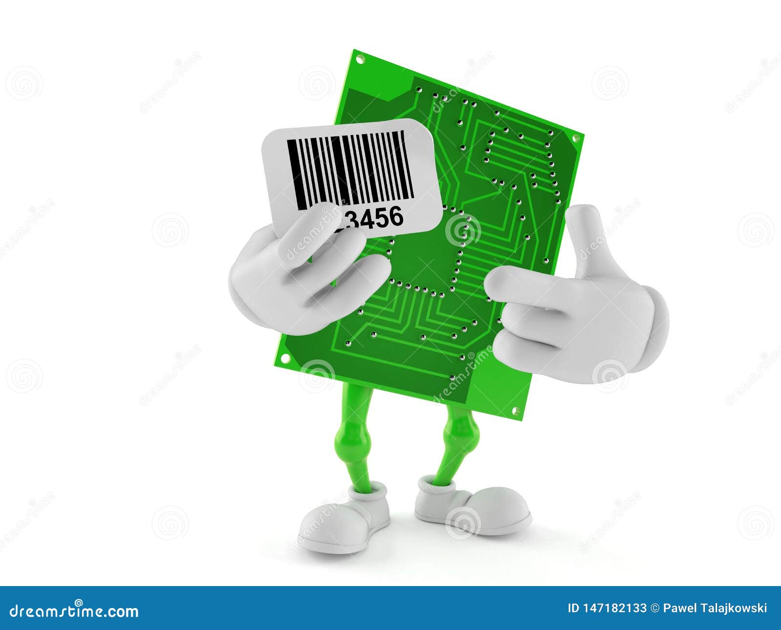 Circuit Board Character Holding Barcode Stock Illustration ...
