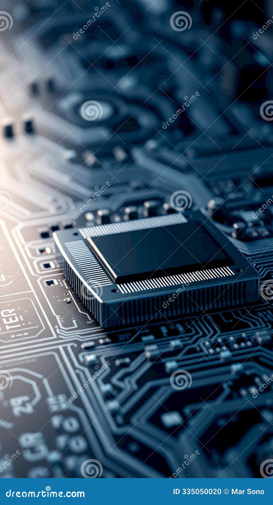 Circuit Board with Chips, Wires, Connectors, and Electronic Components ...