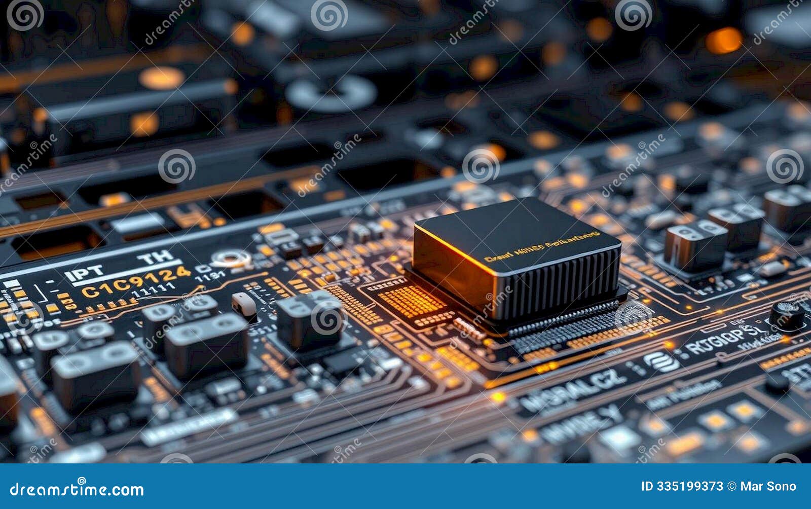 Circuit Board with Chips, Wires, Connectors, and Electronic Components ...