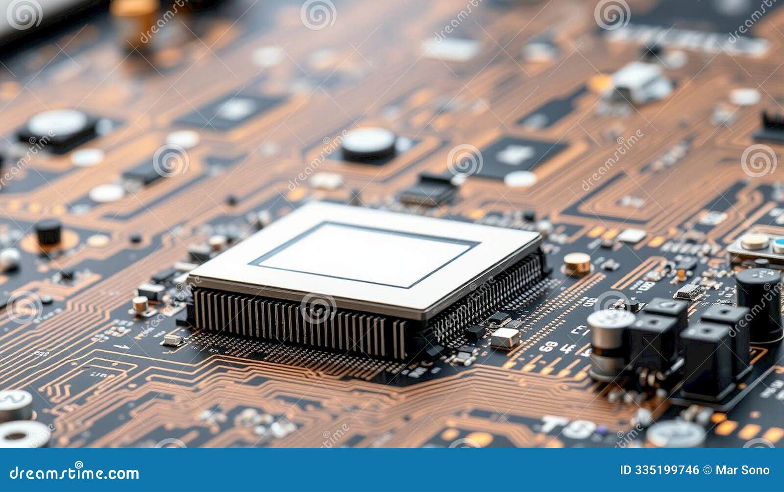 Circuit Board with Chips, Wires, Connectors, and Electronic Components ...