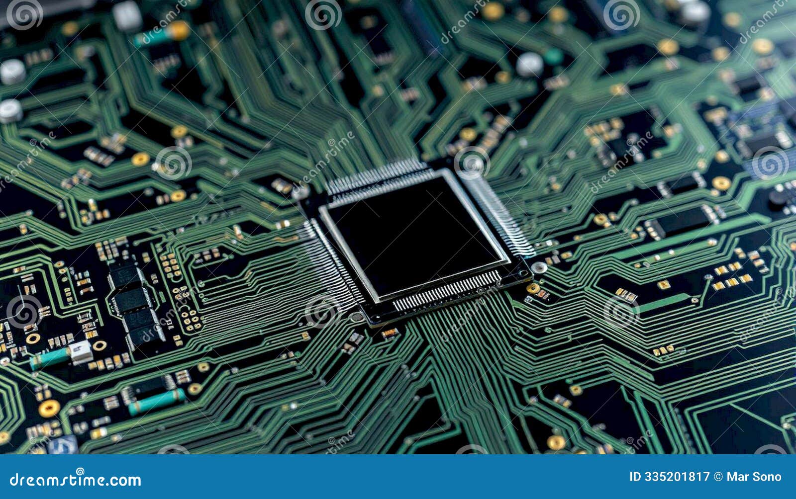 Circuit Board with Chips, Wires, Connectors, and Electronic Components ...