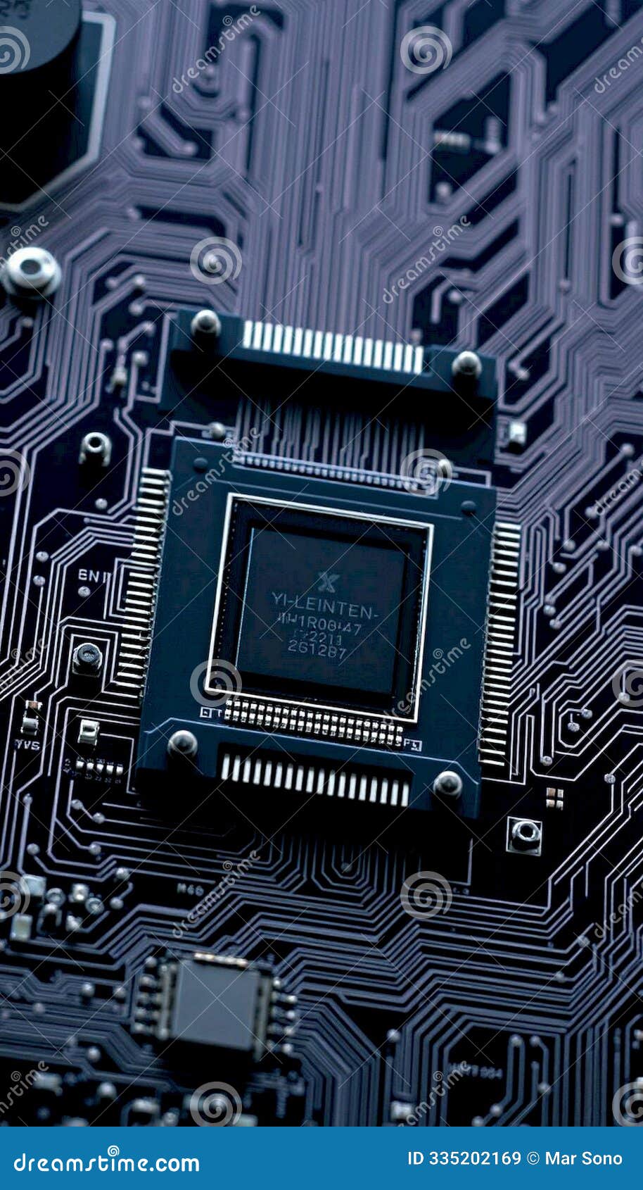 Circuit Board with Chips, Wires, Connectors, and Electronic Components ...