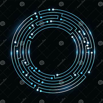 Circuit Board Circle Frame. Abstract Digital Round Frame, Hardware ...