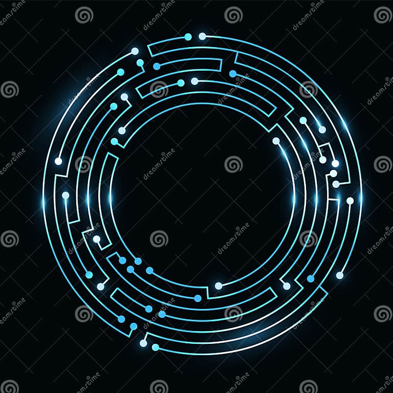 Circuit Board Circle Frame. Abstract Digital Round Frame, Hardware ...