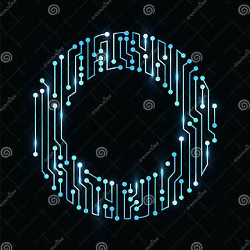 Circuit Board Circle Frame. Abstract Digital Round Frame, Hardware ...