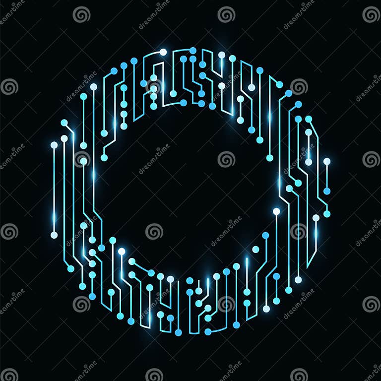 Circuit Board Circle Frame. Abstract Digital Round Frame, Hardware ...