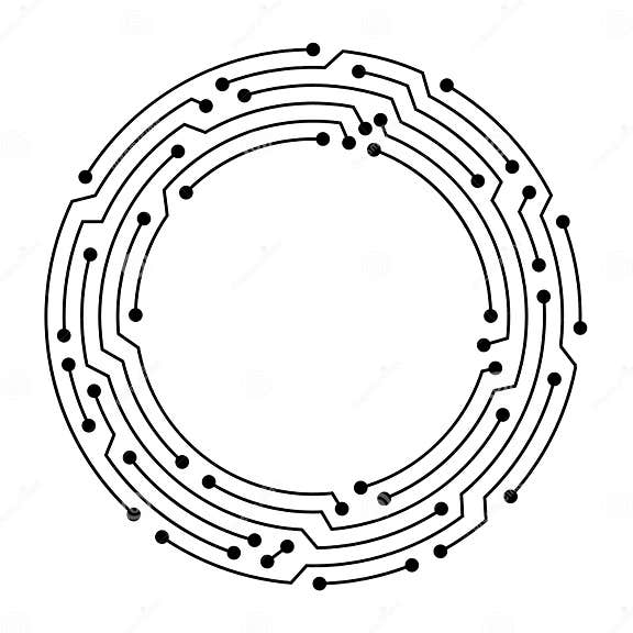 Circuit Board Circle Frame. Abstract Digital Round Frame, Hardware ...