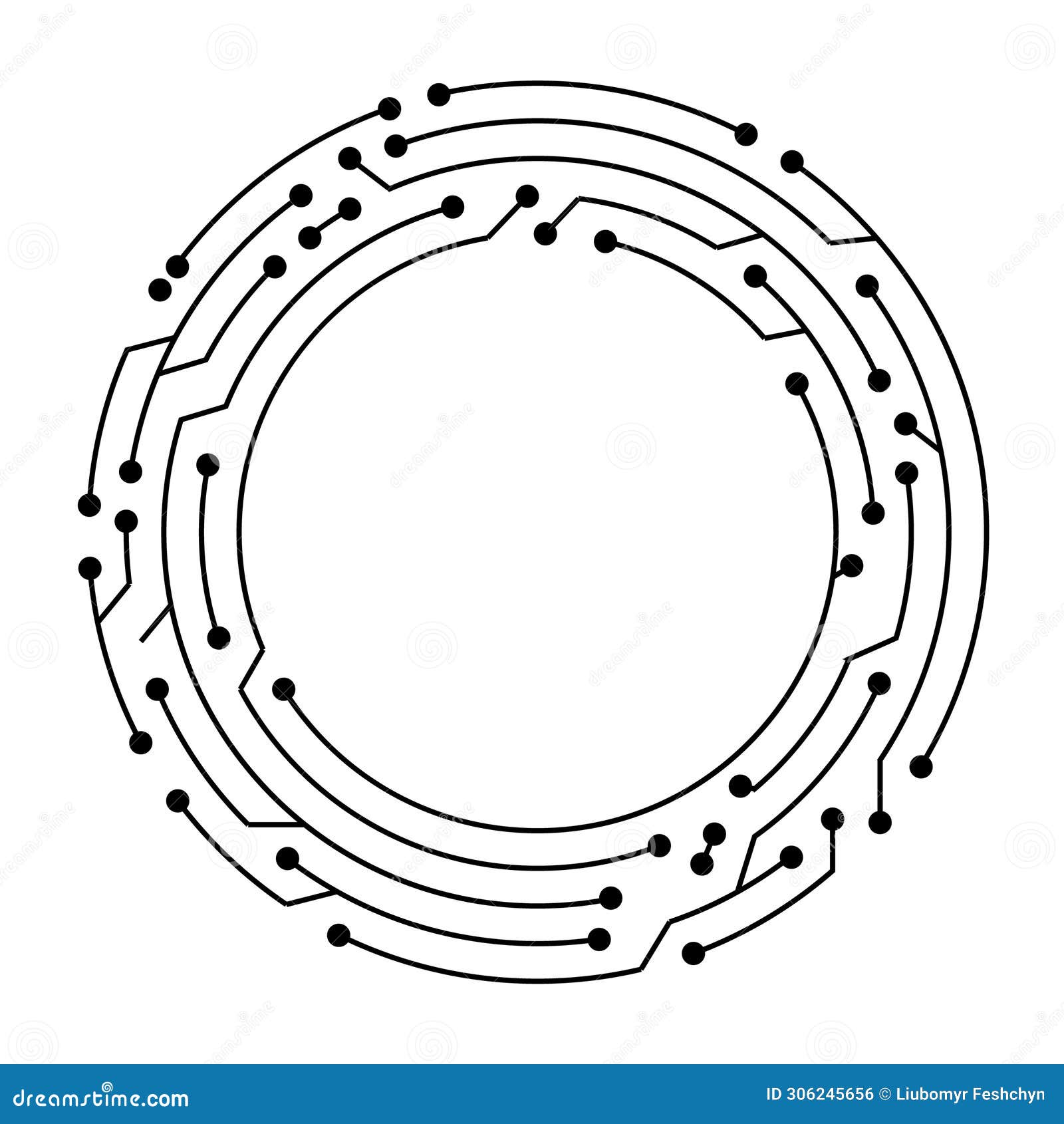 Circuit Board Circle Frame. Abstract Digital Round Frame, Hardware ...