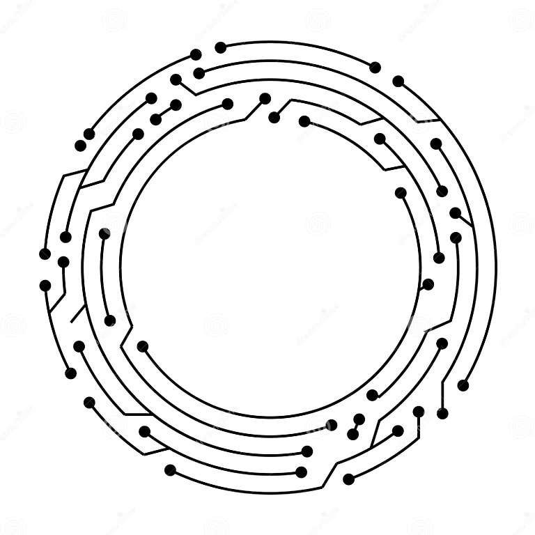 Circuit Board Circle Frame. Abstract Digital Round Frame, Hardware ...