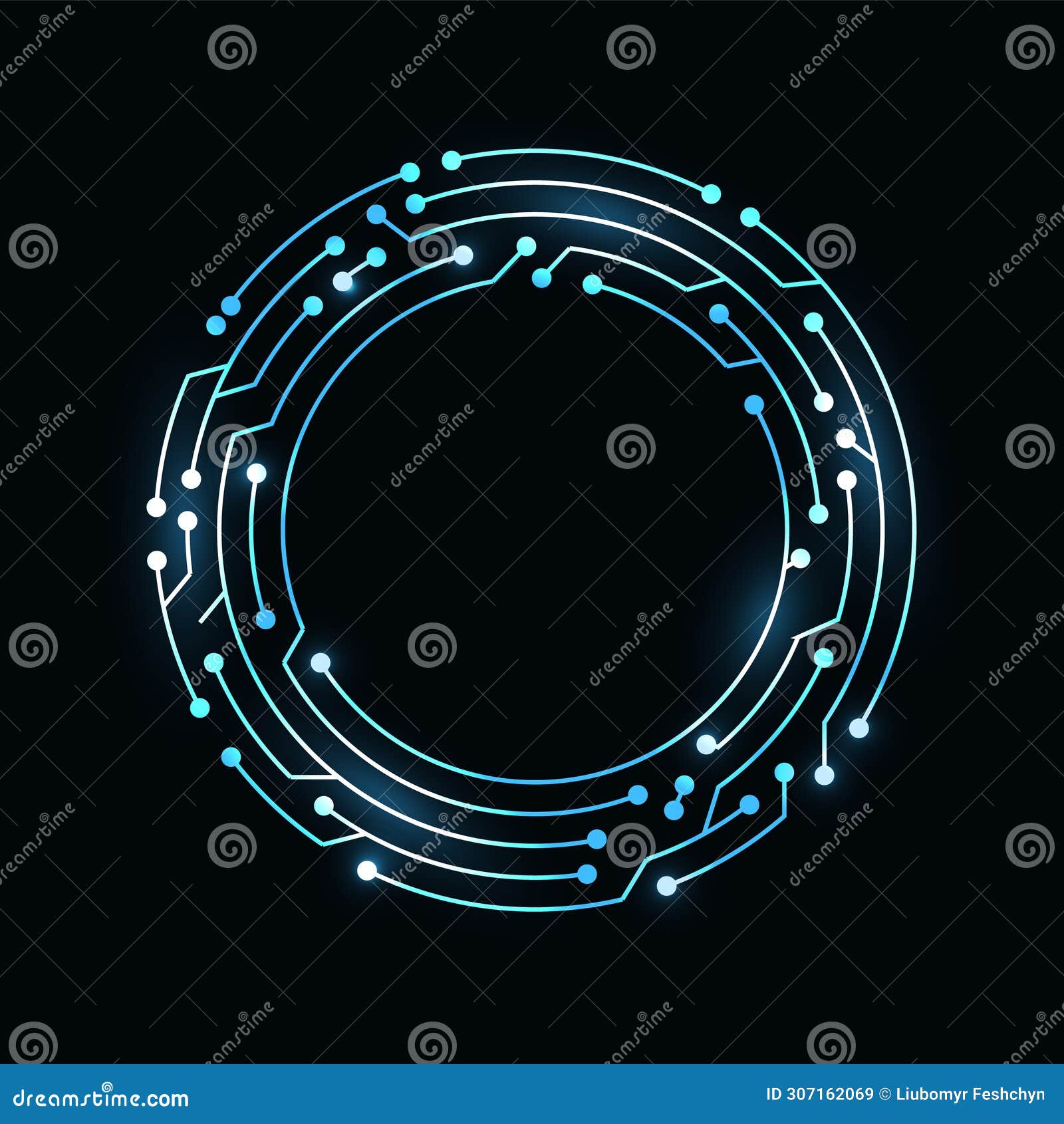 Circuit Board Circle Frame. Abstract Digital Round Frame, Hardware ...