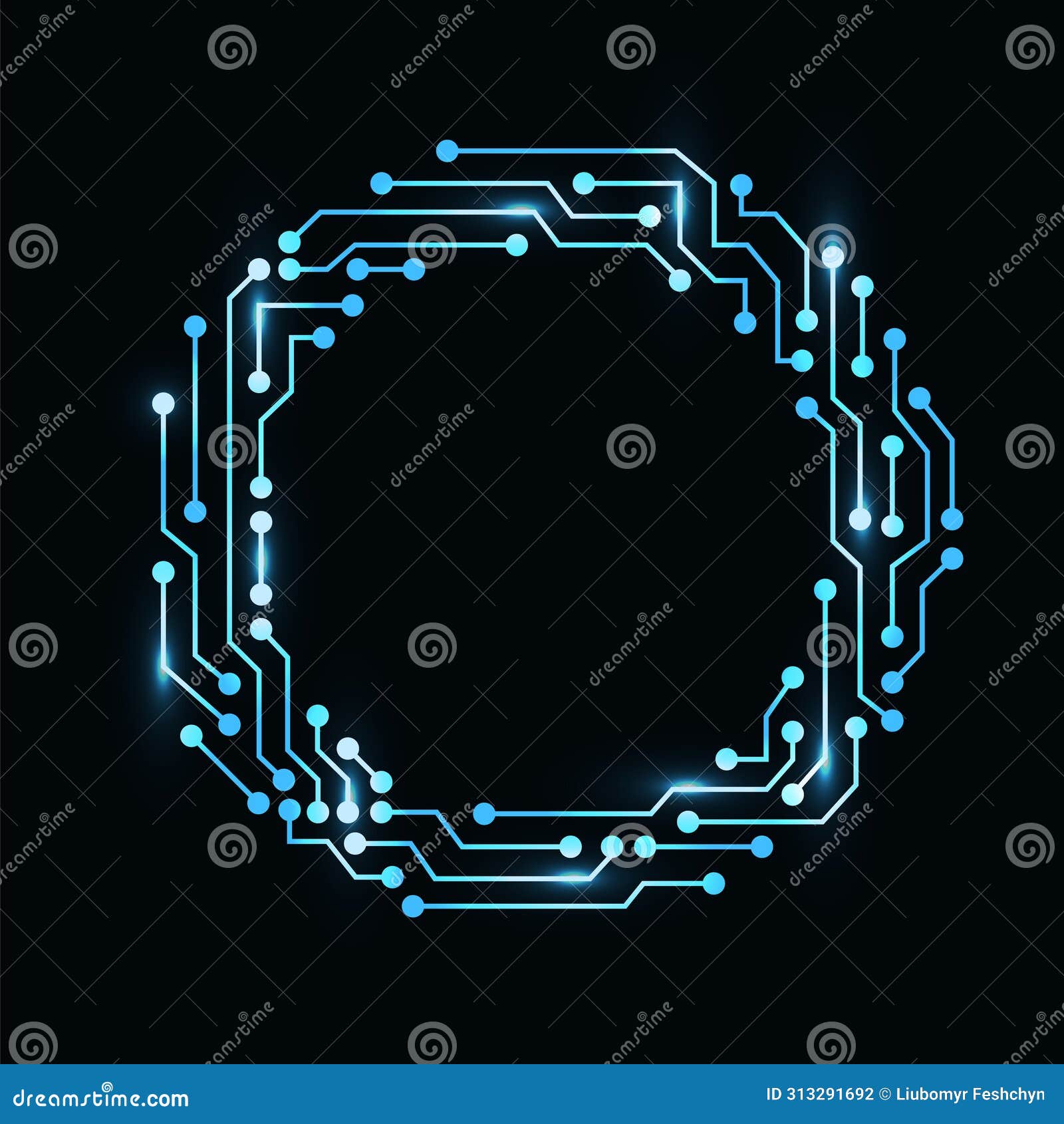Circuit Board Circle Frame. Abstract Digital Round Frame, Hardware ...